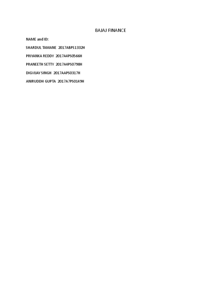 Bajaj Finance Foa Assignment | PDF