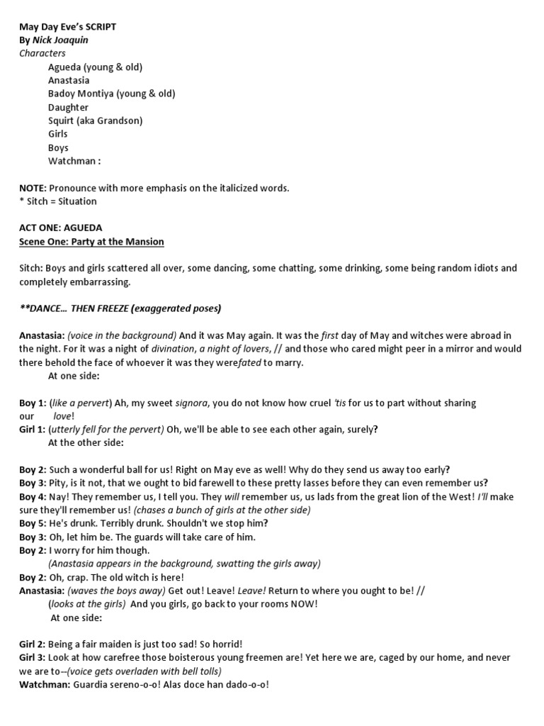 May Day Eve S Script Enlish | PDF