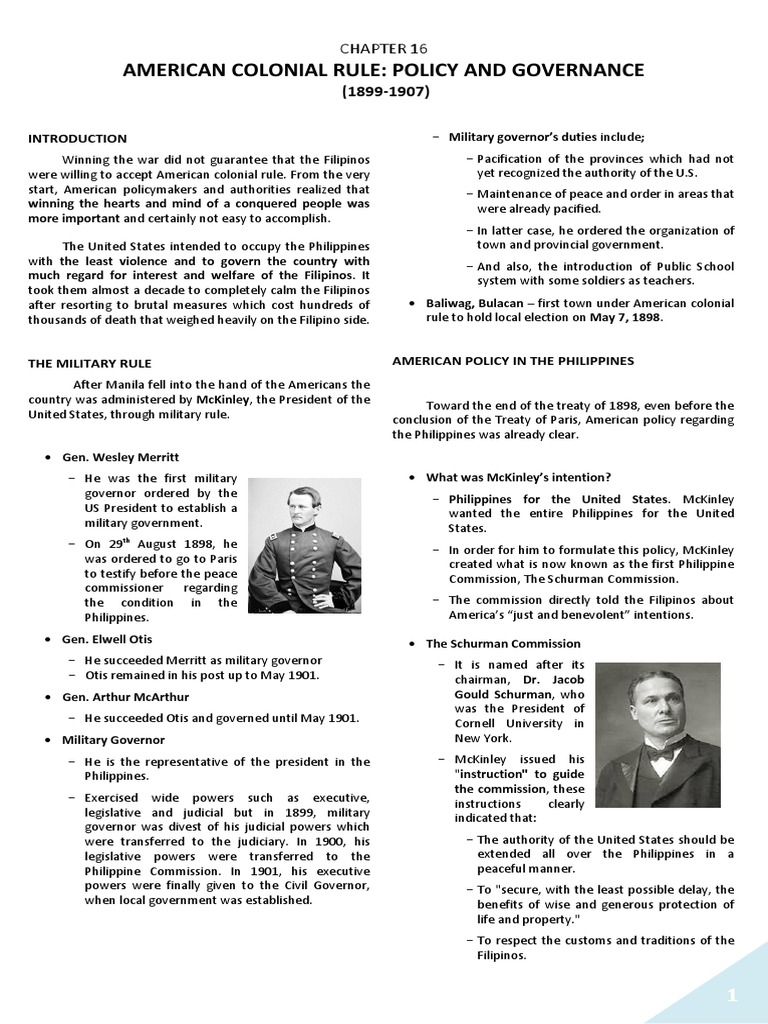 American Colonial Rule Policy and Governance PDF | PDF | Philippines ...