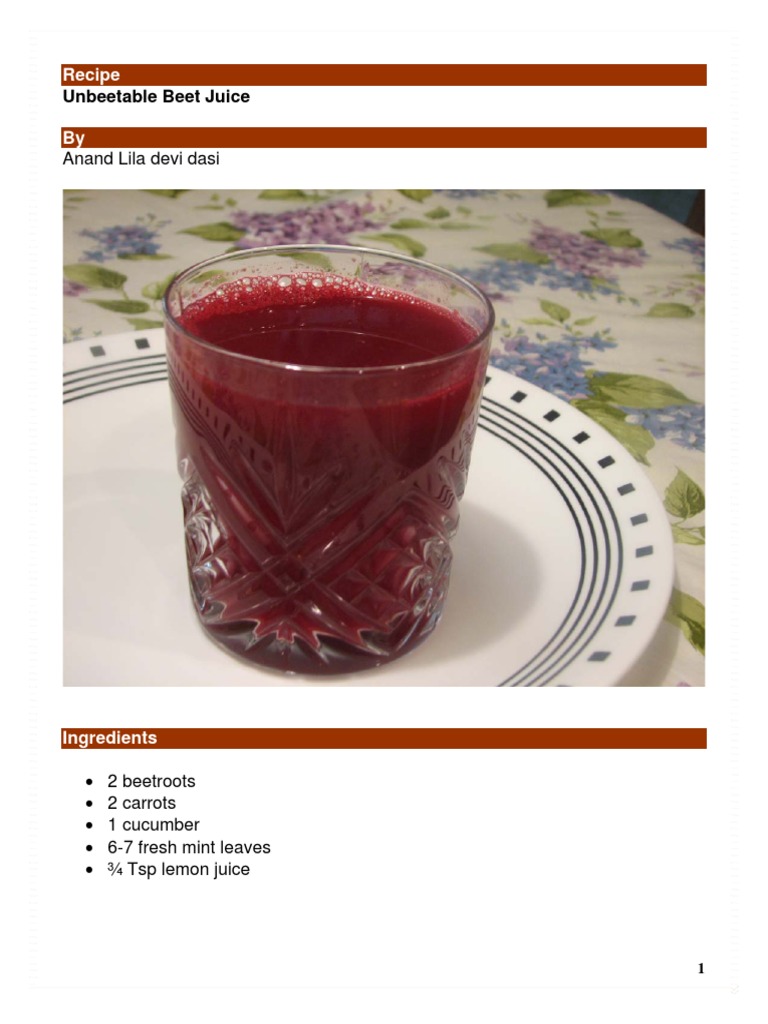 Unbeetable Beet Juice PDF | PDF | Vegetarian Cuisine | Crops