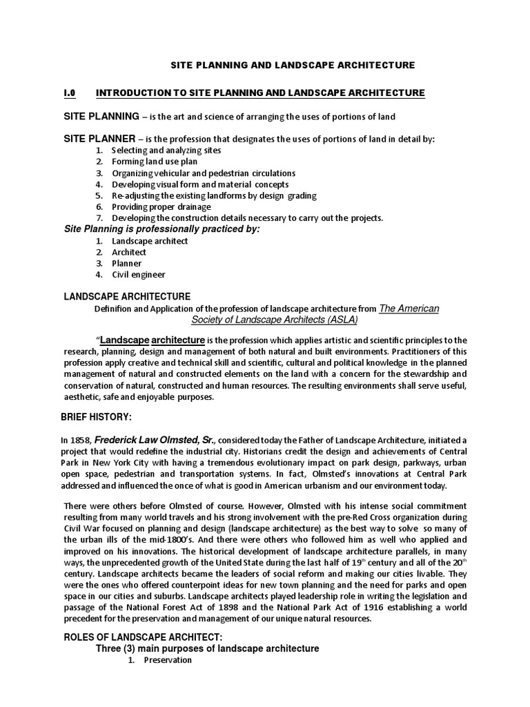 Introduction To Site Planning and Landscape Architecture PDF | PDF ...