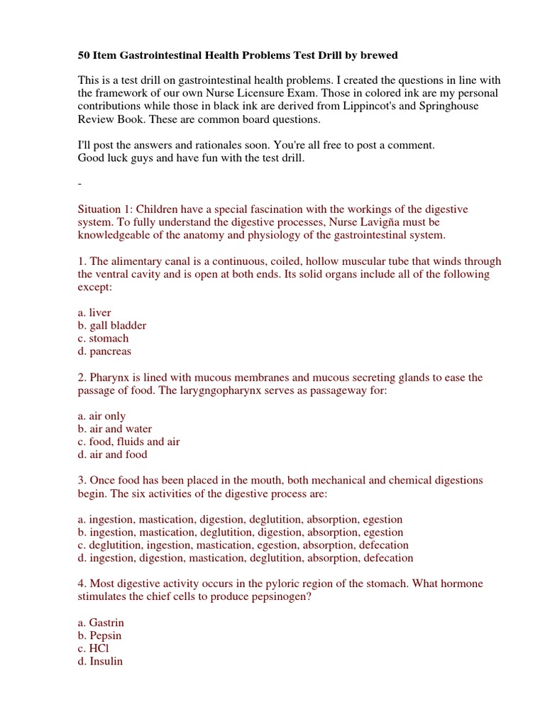 Gastrointestinal Health Exam Guide | PDF | Digestion | Inflammatory ...