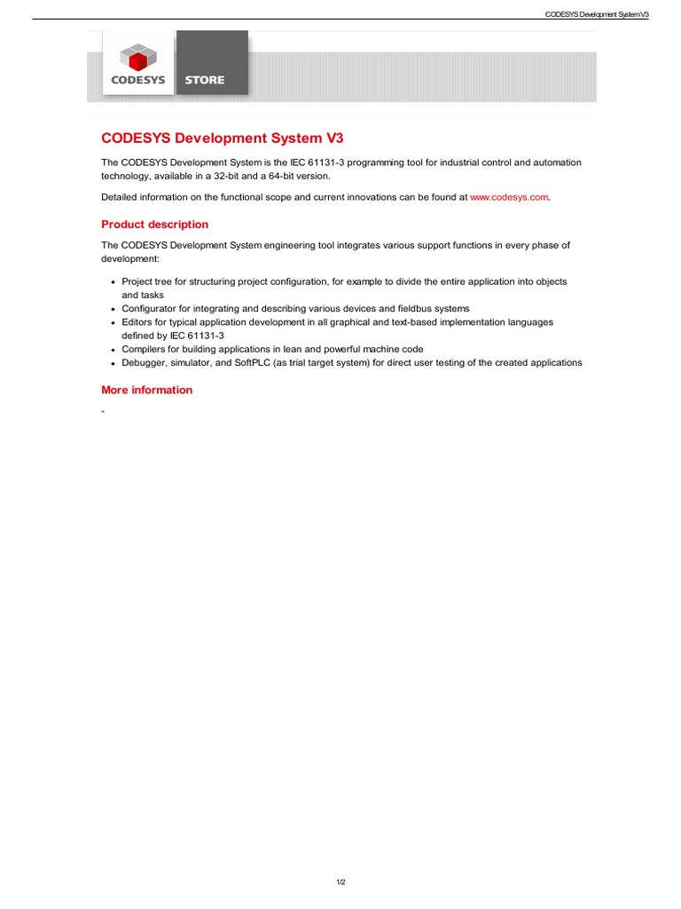 Codesys Development System V3 Product Description Pdf Application Software Microsoft Windows