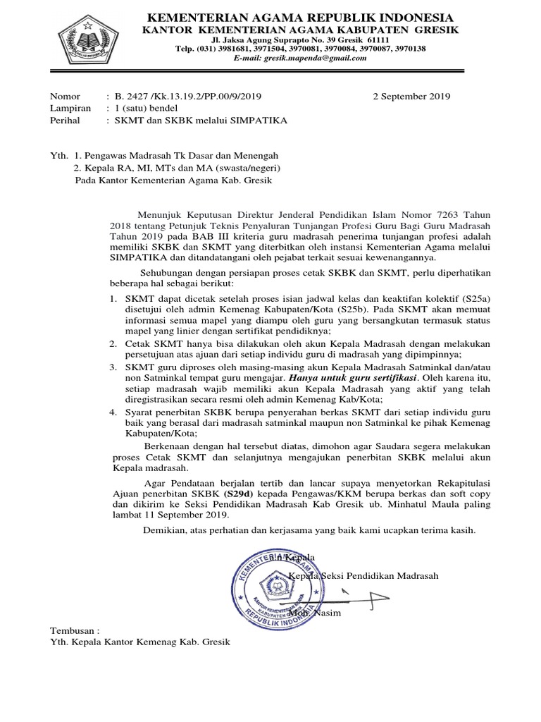 Surat Edaran SKMT SKBK | PDF