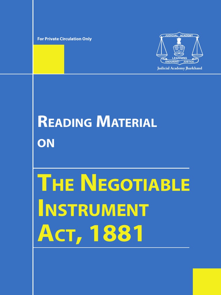 Negotiable Instrument Act | PDF | Negotiable Instrument | Cheque