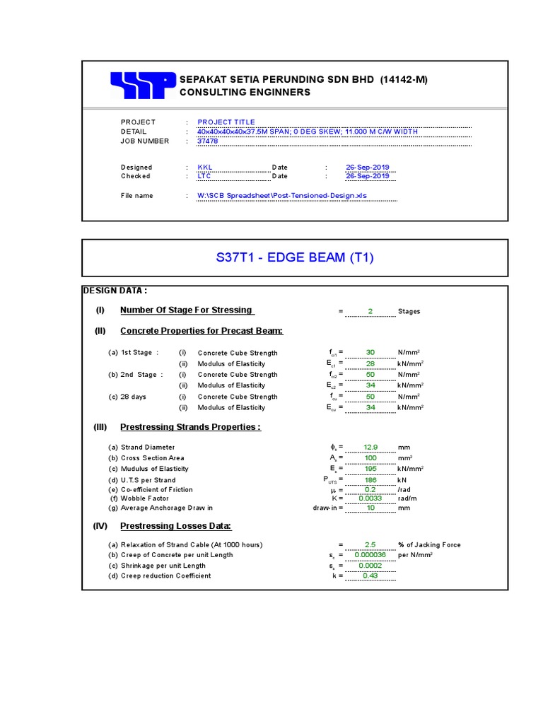 Post Tensioned Beam Design | PDF | Prestressed Concrete | Beam (Structure)