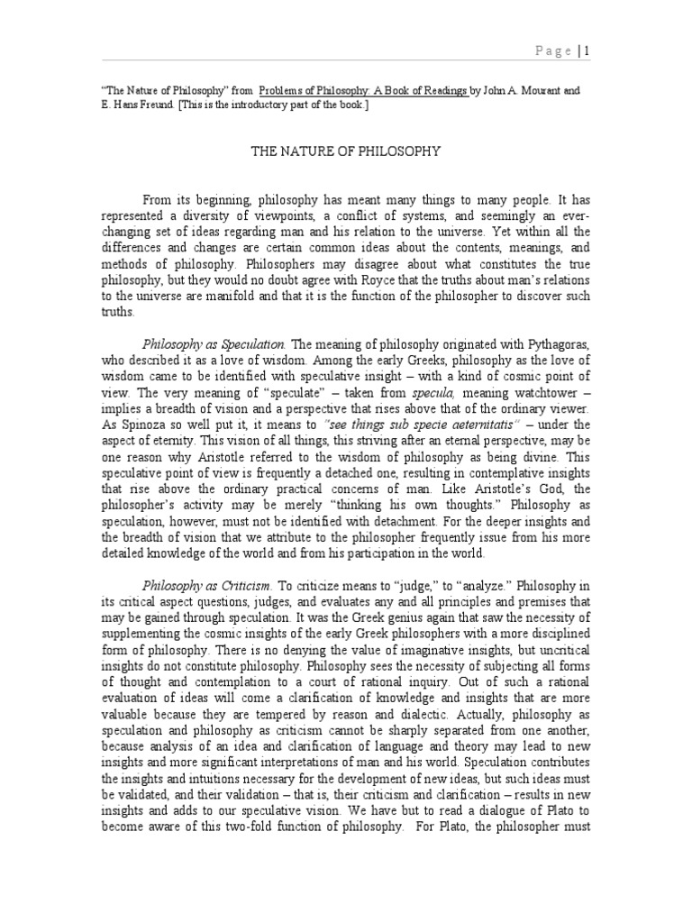 The Nature of Philosophy by Mourant and Freund PDF | PDF | Epistemology ...