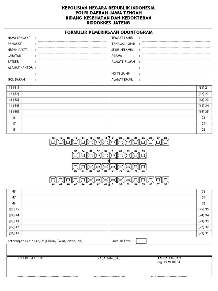 Blangko Pemeriksaan Gigi | PDF