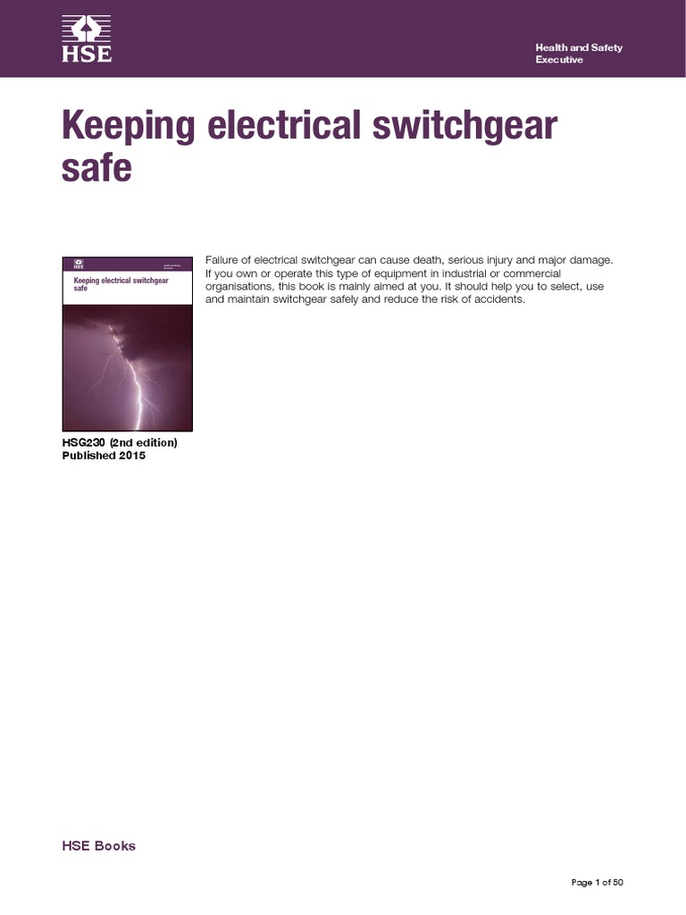 Keeping Electrical Switchgear Safe: HSE Books | PDF | Occupational ...