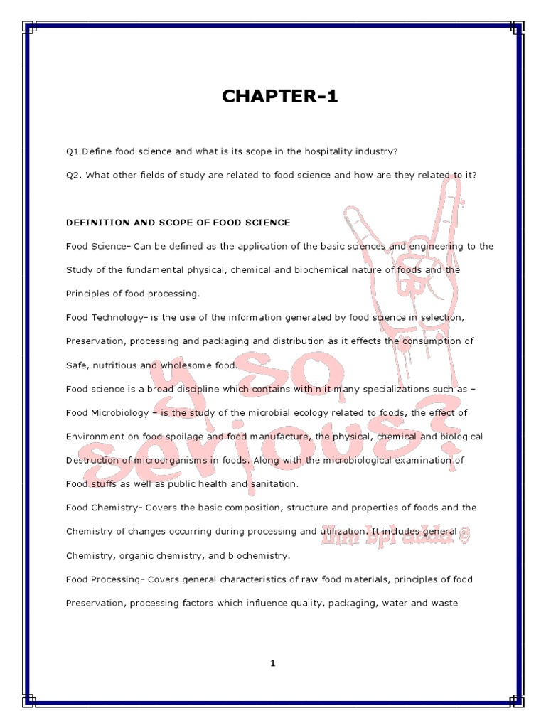 Chapter-1: Definition and Scope of Food Science | PDF | Vegetable Oil | Fat