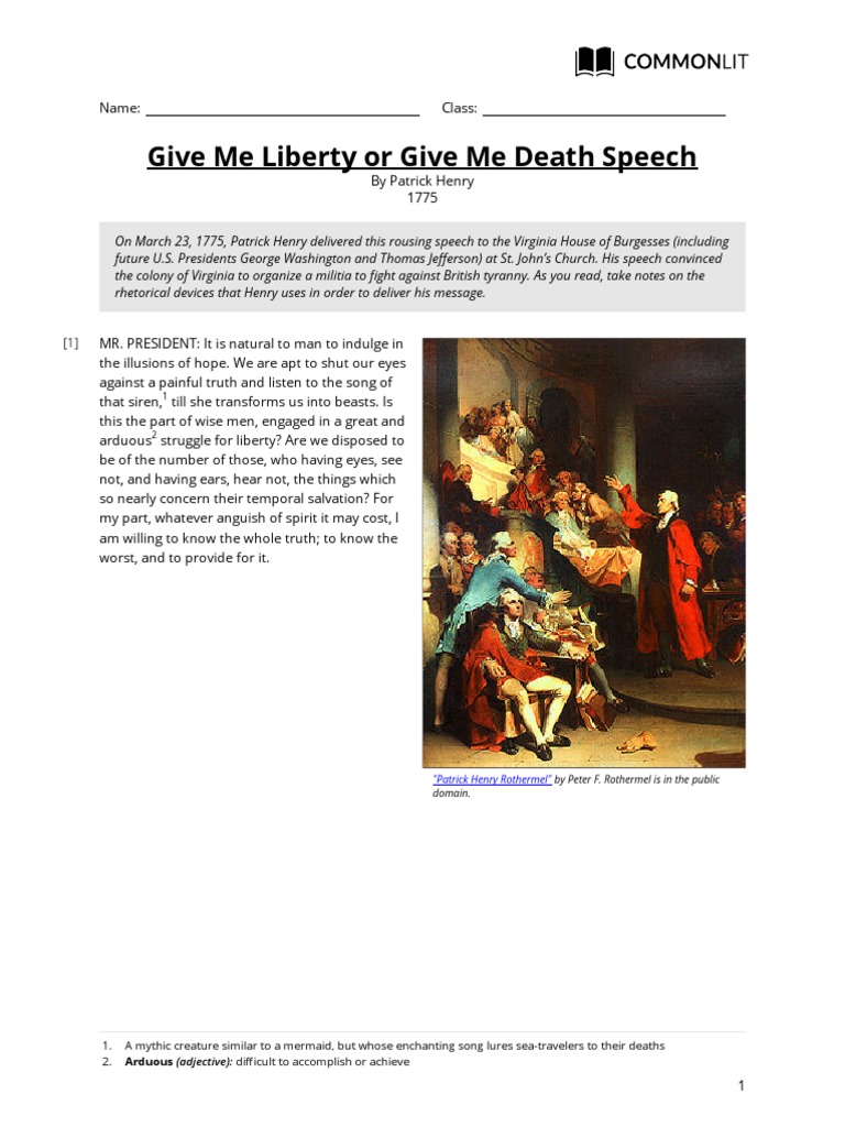 Give Me Liberty or Give Me Death Speech | PDF