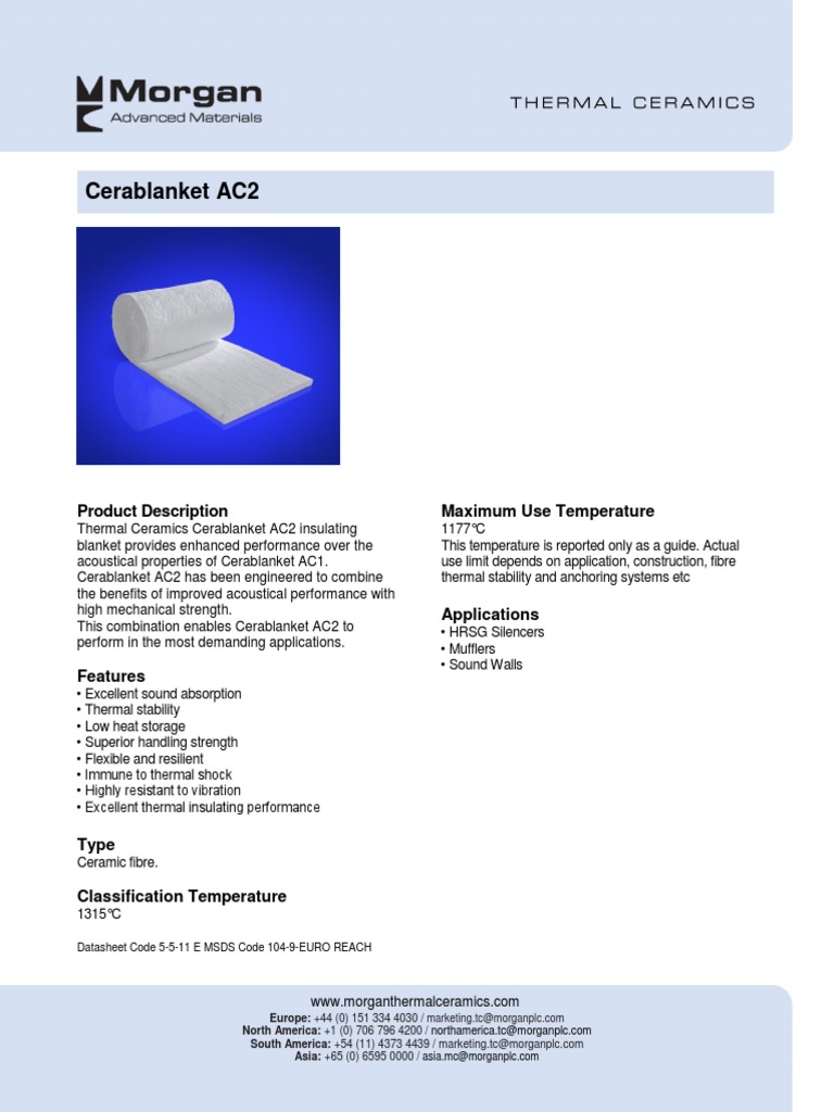 Cerablanket Ac2 English | PDF | Ceramics | Fibers