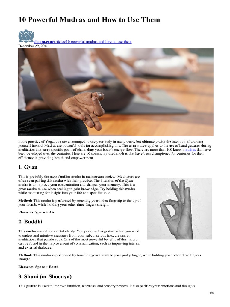 10 Powerful Mudras and How To Use Them: 1. Gyan | PDF | Spirituality