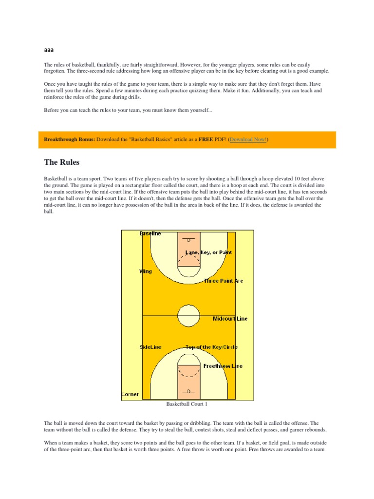 The Rules: Breakthrough Bonus: Download The "Basketball Basics" Article ...