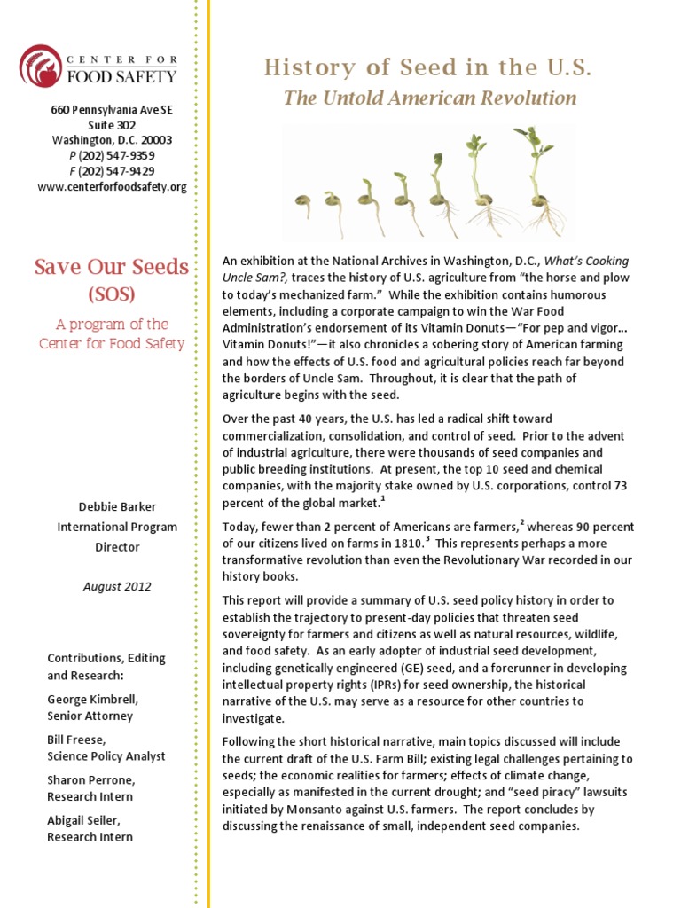 History of Seed in The USA | PDF | Monsanto | United States Department ...