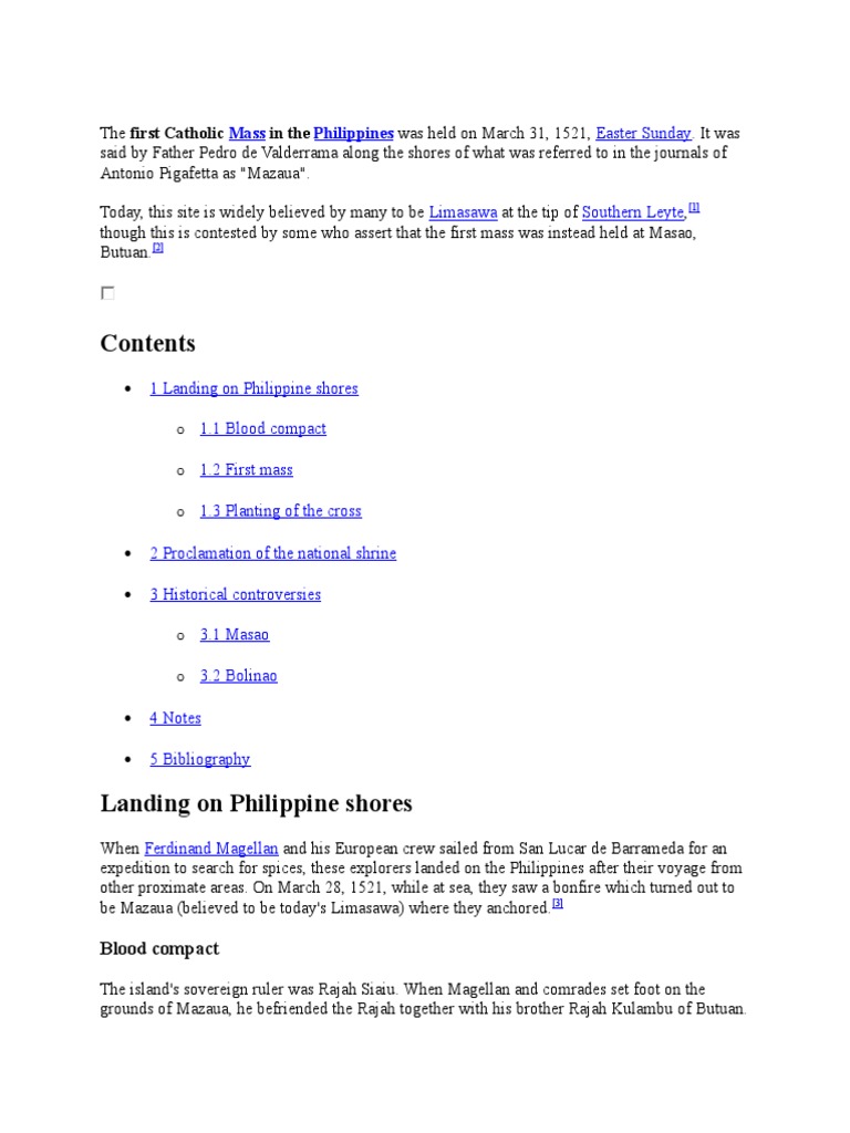 First Catholic Mass in the Philippines | PDF | Exploration | Catholic ...