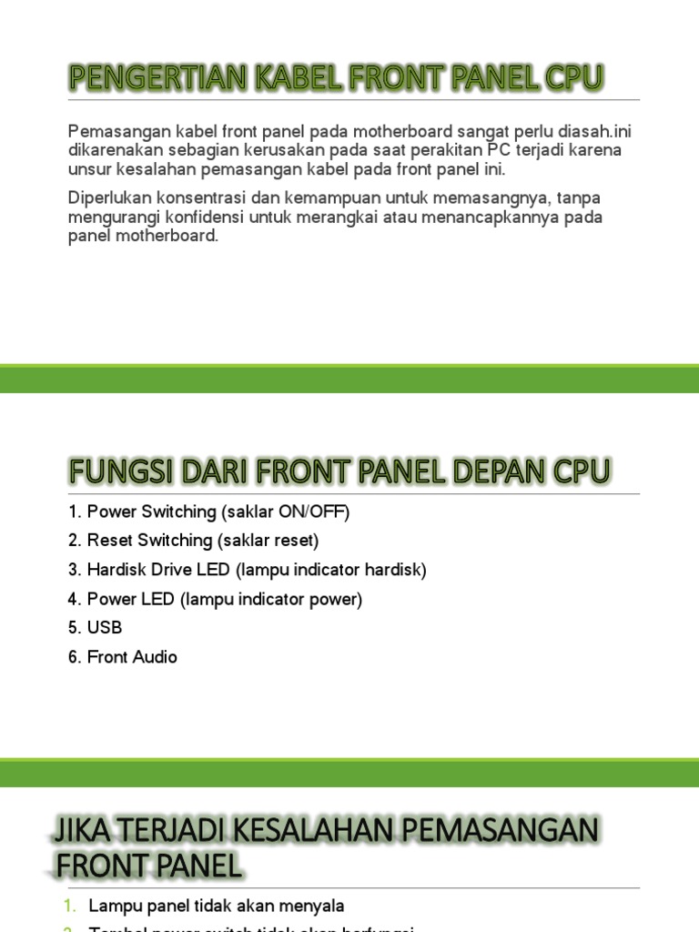 Cara Pemasangan Kabel Front Panel CPU | PDF