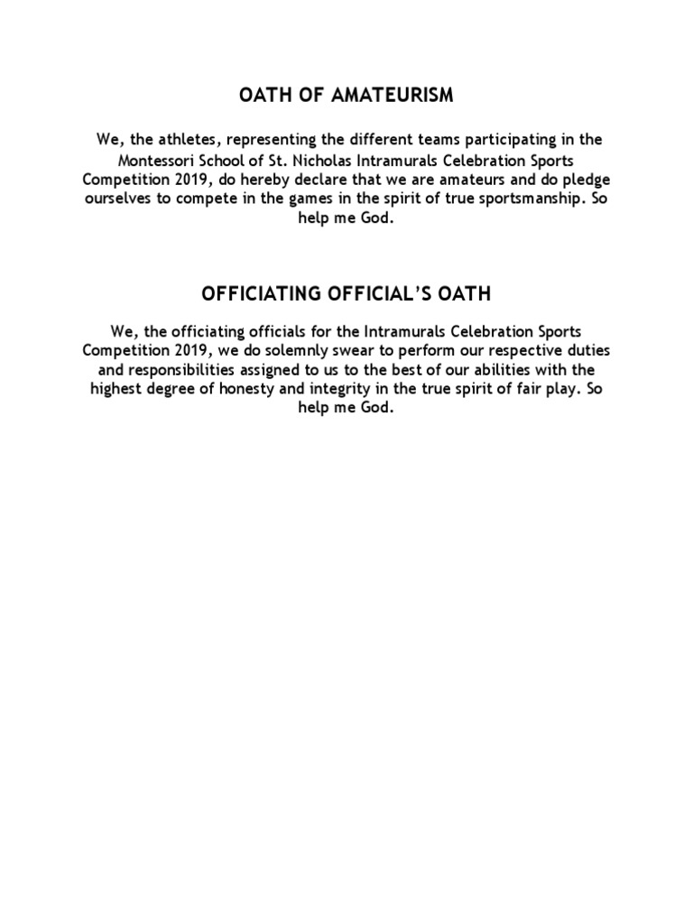 Oath of Amateurism | PDF | Virtue | Cultural Conventions