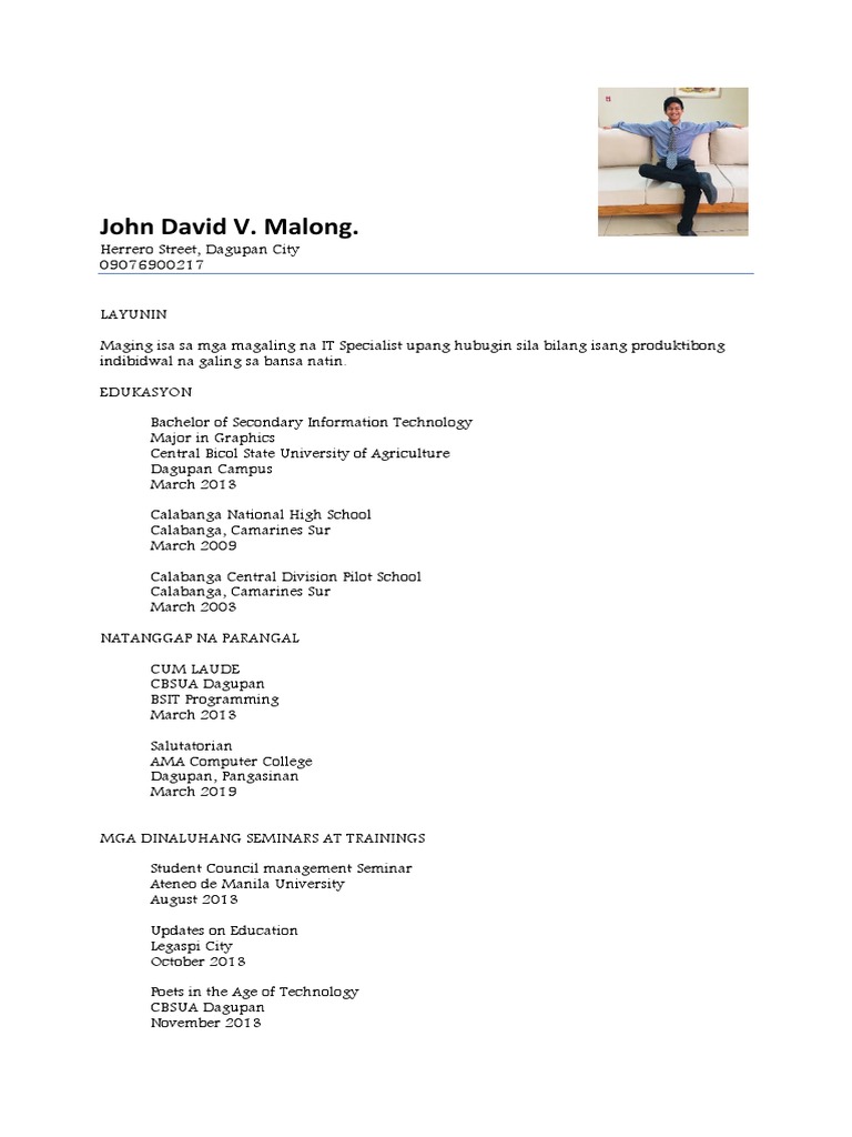 Resume - Tagalog by Ed Pelonio JR | PDF