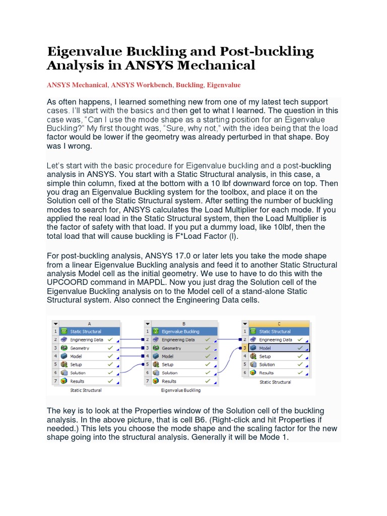 Eigenvalue Buckling and Post-Buckling Analysis in ANSYS Mechanical | PDF | Buckling | Structural ...
