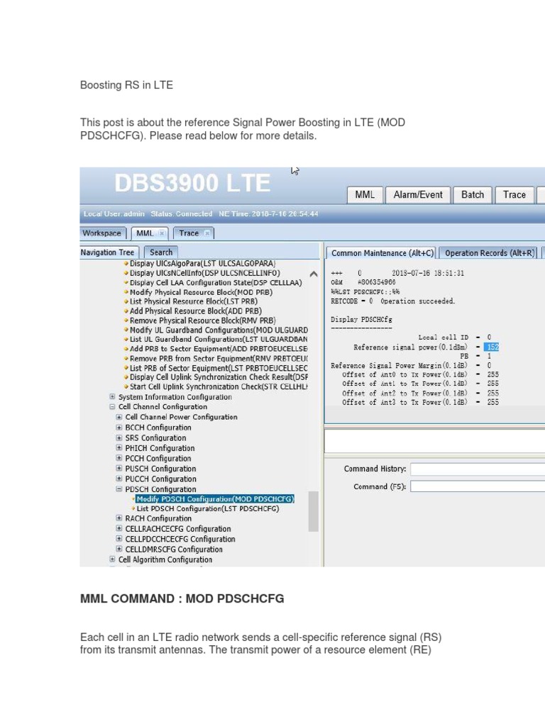 Boosting RS in LTE: MML Command: Mod PDSCHCFG | PDF | Orthogonal ...
