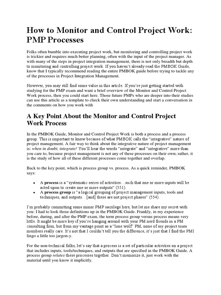 Monitor and Control Project Work | PDF | Project Management ...