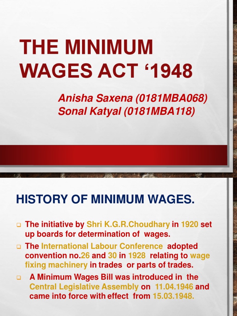 Minimum Wages Act, 1948 | PDF | Overtime | Wage
