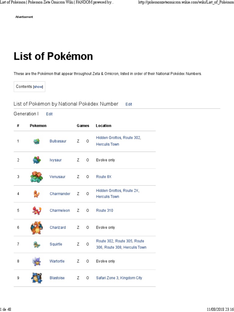 List of Pokémon by National Pokédex Number | Download Free PDF | Media ...