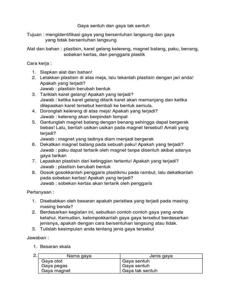 Gaya Sentuh Dan Gaya Tak Sentuh | PDF