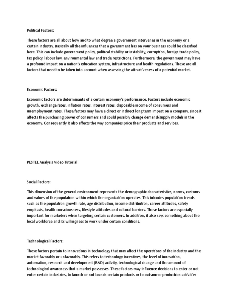 Pestel Analysis | PDF | Economic Growth | Corporate Social Responsibility
