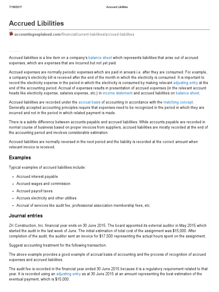 Understand Accrued Liabilities | PDF | Accrual | Accounts Payable