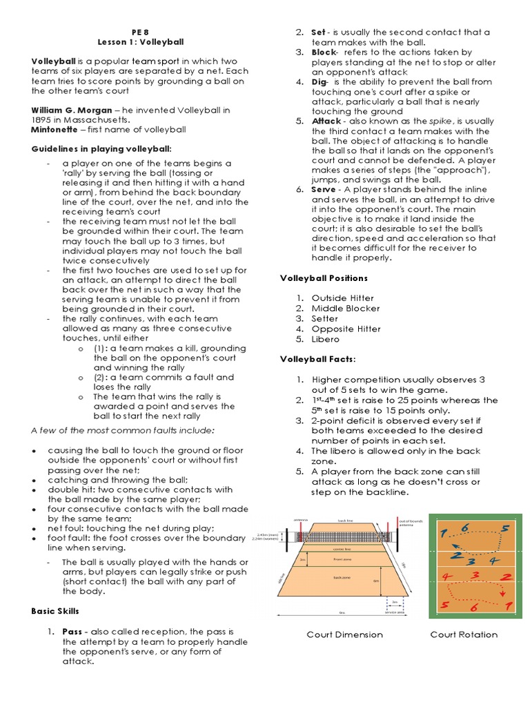 Volleyball Notes PDF | PDF | Volleyball | Leisure