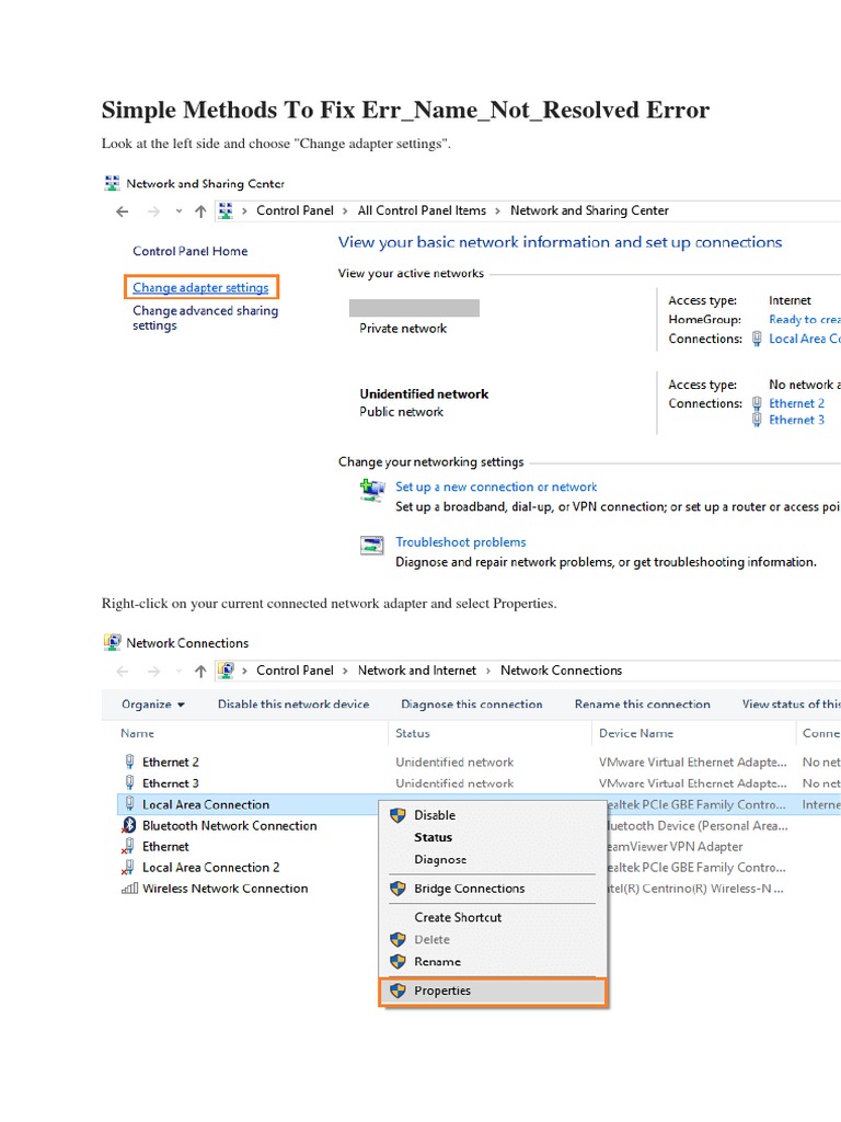 Simple Methods To Fix Err - Name - Not - Resolved | PDF | Domain Name ...