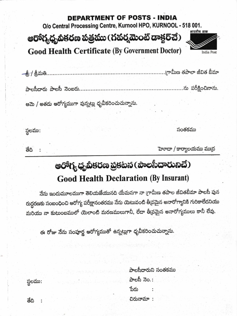 Pli/rpli Health Certificate | PDF