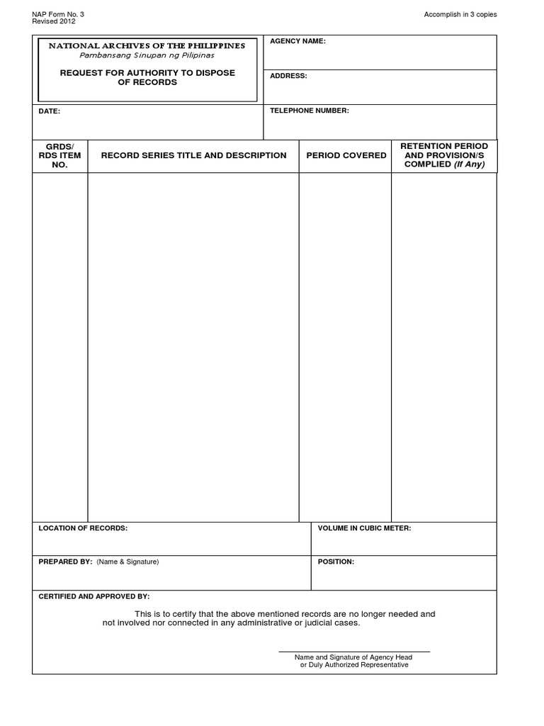 NAP Form No. 3 | PDF