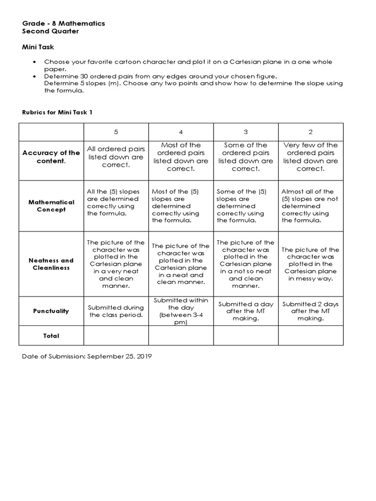 2019 2020 Mini Task 1 - Second - Quarter | PDF | Teaching Mathematics ...