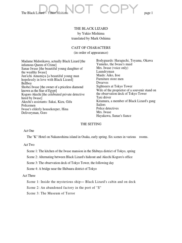 MISHIMA Black Lizard Text | PDF | Playing Cards | Nature