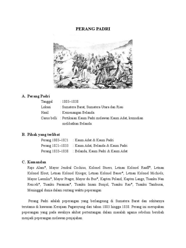 Perang Padri: Konflik Adat vs Padri | PDF | Politik | Sejarah