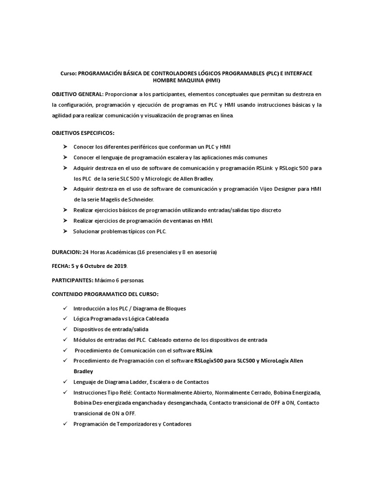 Curso Basico de PLC y Hmi PDF | PDF | Controlador lógico programable ...