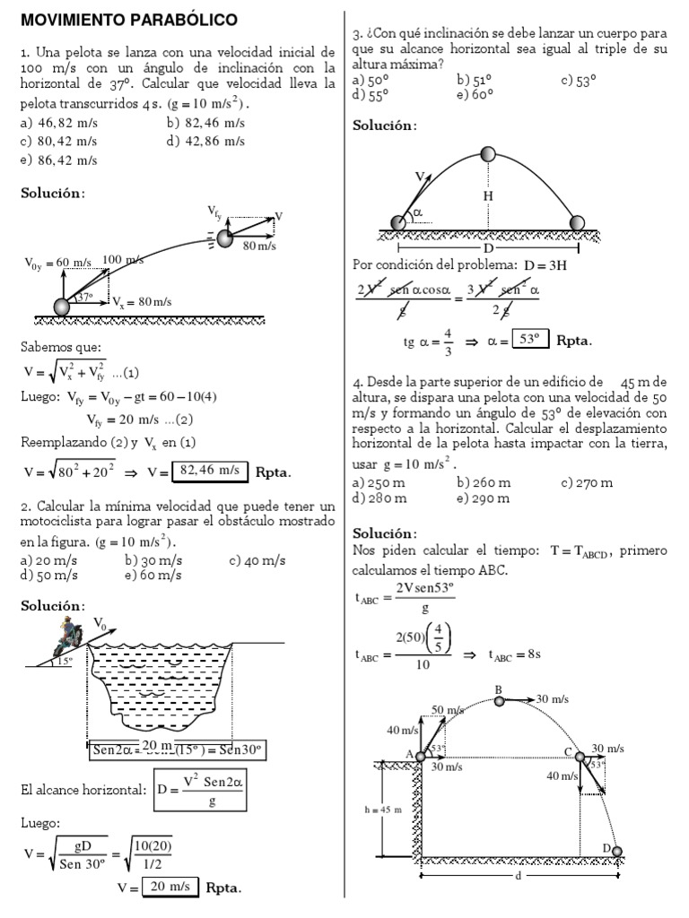 Movimiento Parabólico Ejercicios Resueltos | PDF | Naturaleza