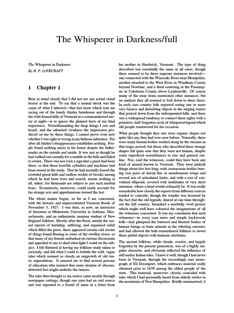 (1931) The Whisperer in Darkness (H P Lovecraft) | PDF