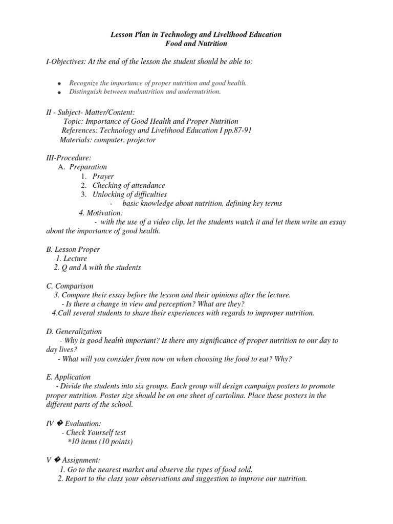 Lesson Plan in Livelihood | PDF