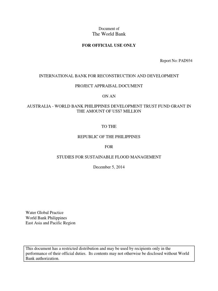 The World Bank: For Official Use Only | PDF | Flood | Risk Management