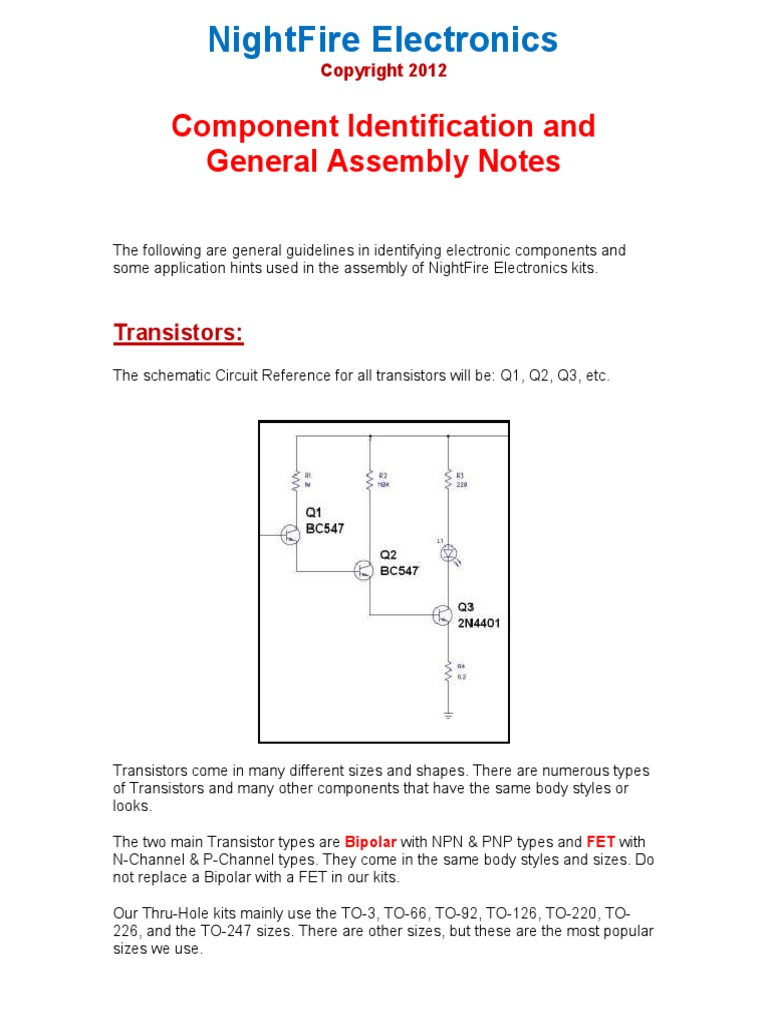 Component Identification 2012 | PDF | Capacitor | Transistor