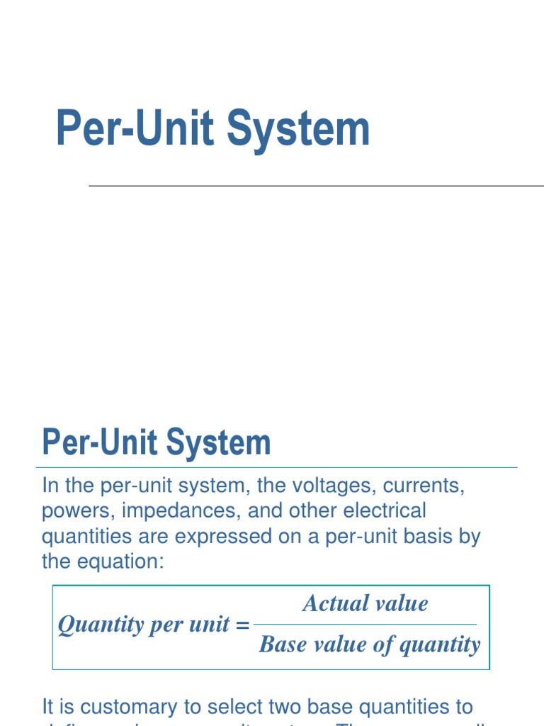 Per-Unit System in Power Systems | PDF | Electric Power System ...
