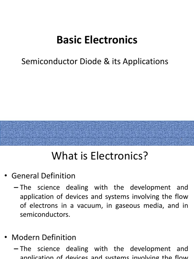 Lecture-1 Basic Electronics Theory | PDF | Semiconductors | P–N Junction