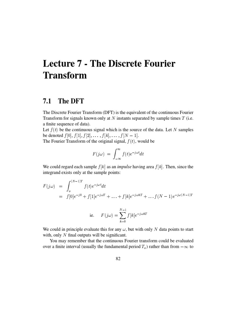 Lecture 7 - The Discrete Fourier Transform | PDF | Discrete Fourier ...