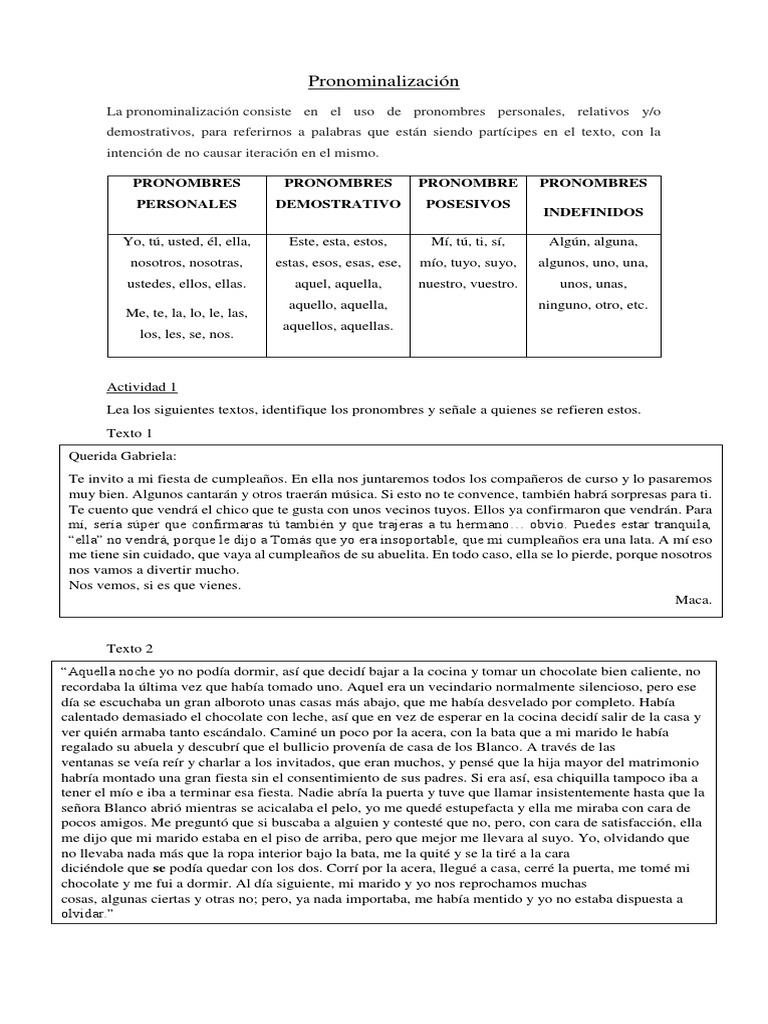 Pronominalización y Conectores | PDF