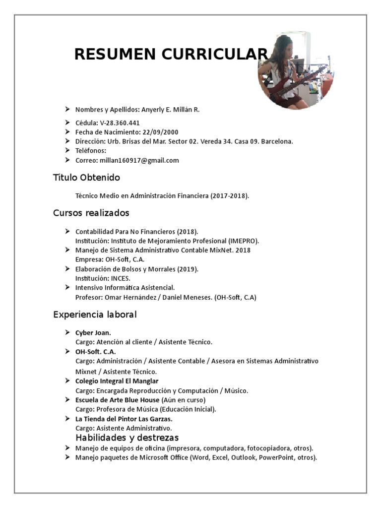 Modelo de Resumen Curricular | PDF