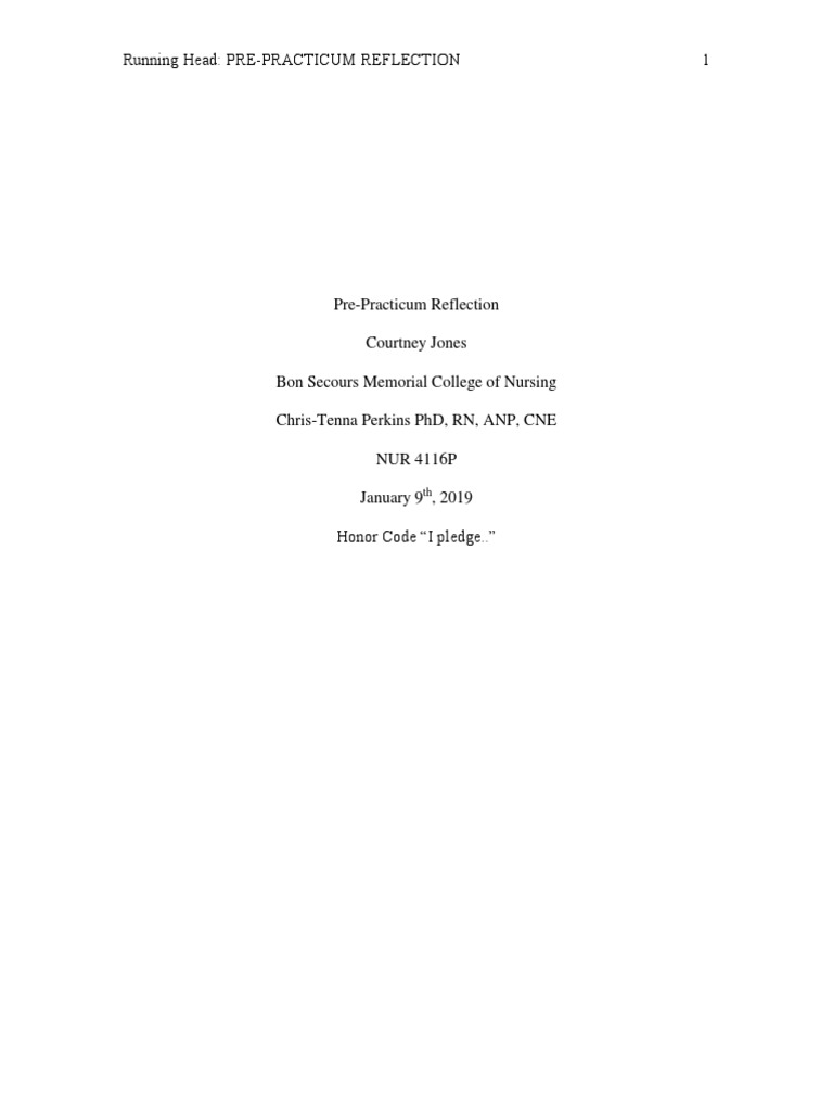 SL Pre Practicum Reflection | PDF | Patient | Health Care